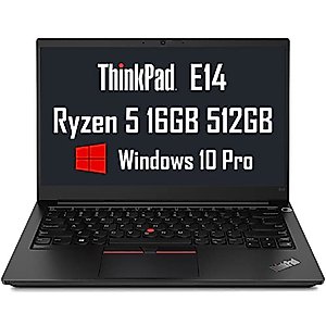 Lenovo ThinkPad E14 Gen 2 14" FHD IPS (16GB RAM, 512GB SSD, AMD 6-Core Ryzen 5-4500U(Beat i7-1165G7)) Business Laptop, Long Battery, Anti-glare, Type-C (DP and Charge), Webcam, Win 10 / Win 11 Pro