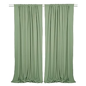 SHERWAY 2 Panels 4.8 Feet x 10 Feet Sage Green Photography Backdrop Drapes, Thick Polyester Window Curtain for Wedding Party Ceremony Stage Decoration