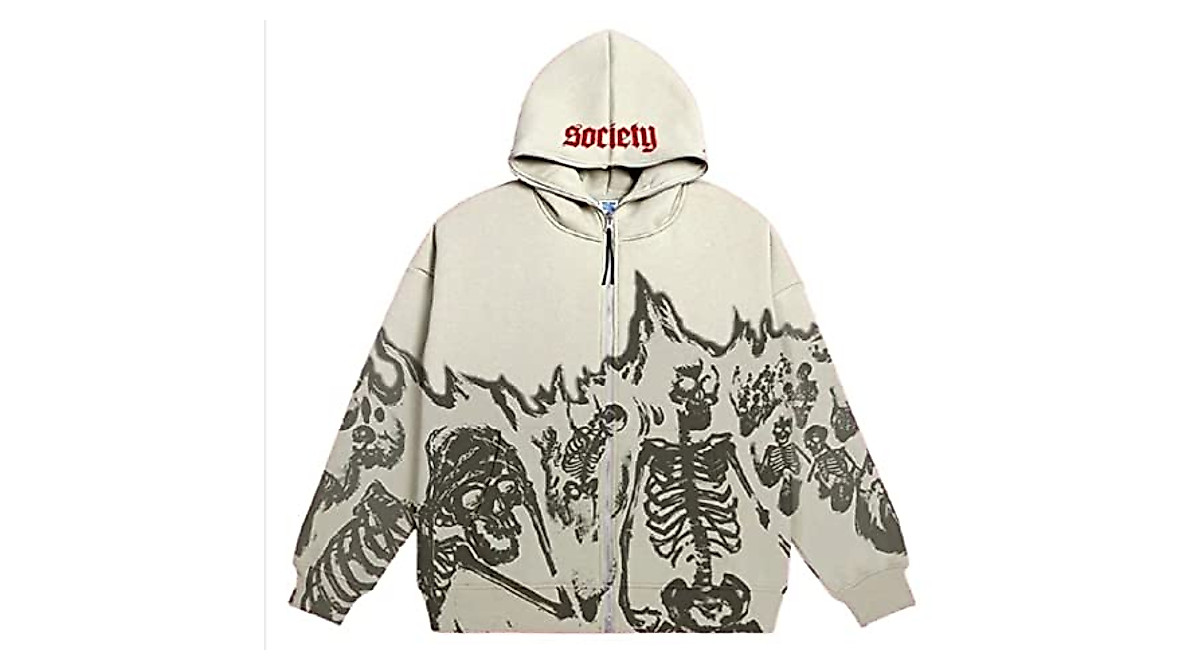 Shop COOLMONAR Y2K Skull Zip Up Hoodie for Trendy Style