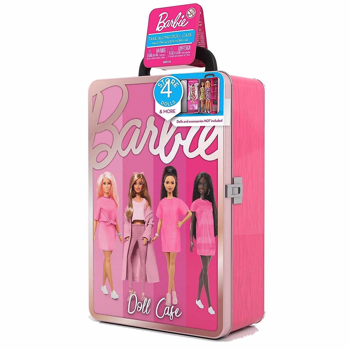 Barbie Metal Toy Storage Case Store it All - Compatible with other Dolls, for Kids Girls Ages 3 and Up, BBDS6