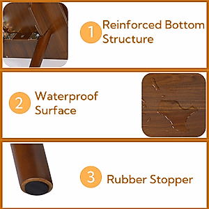 GarveeHome 42 Inch Mid Century Home Office Writing Desk, Modern Simple Computer Desk with Drawer and Open Storage Cubby, Small Vanity Table Desk for Bedroom, Walnut