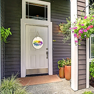 Jetec Sublimation Door Hanger Outdoor Hanging Vertical Sign Welcome Wreaths Front Door Round Wood Hanging Front Door Sign for Home, Garden,Yard, Bar