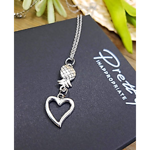 Pretty Inappropriate Upside Down Pineapple Necklace, Accessories, Upside Down Pineapple Jewelry, Silver Necklace, Stainless Steel Chain, Queen, Love, Relationship, Upsidedown, Valentines Christmas
