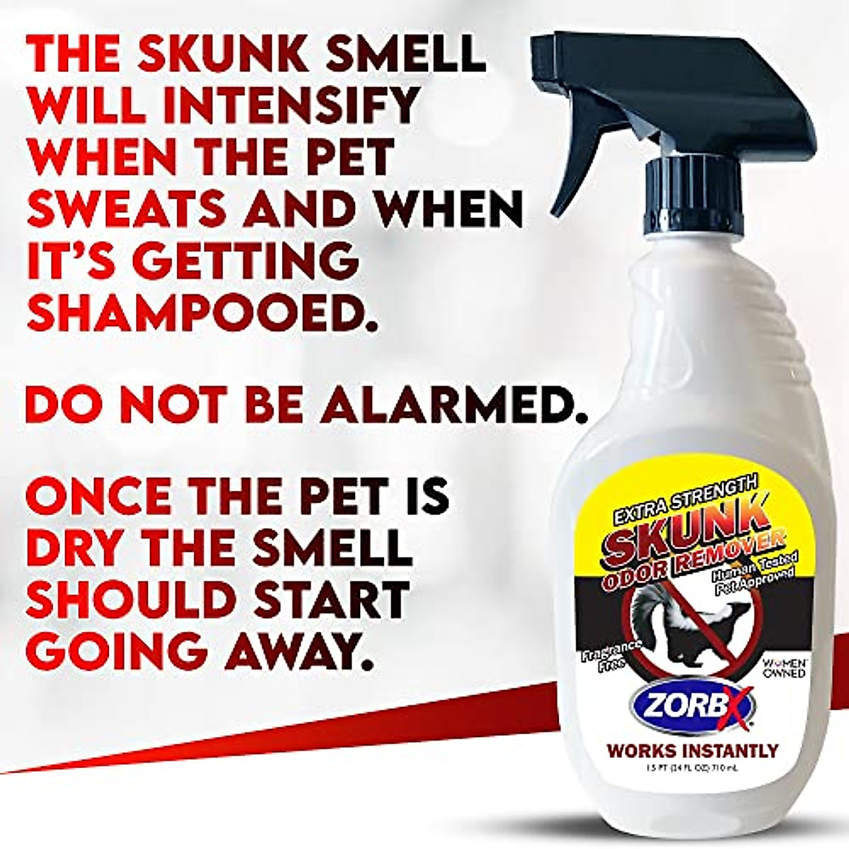 ZORBX Unscented Skunk Odor Remover Spray – Fast Acting Skunk Smell Removal | Extra Strength Skunk Odor Eliminator for Dogs, House, Home, Car, Clothes & Furniture (24 FL Oz.)