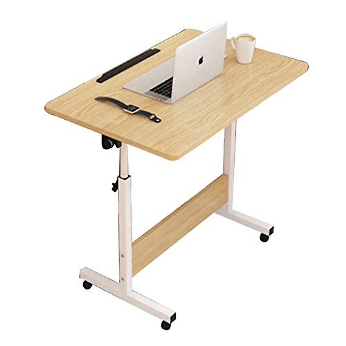 Multifunctional Desk Movable Computer Laptop Desk Study Writing Desk Adjustable with Keyboard Tray for Home Office (Color : Beige)