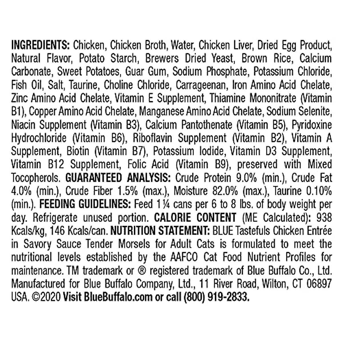 Blue Buffalo Tastefuls Natural Tender Morsels Wet Cat Food, Chicken Entrée 5.5-oz cans (Pack of 24)