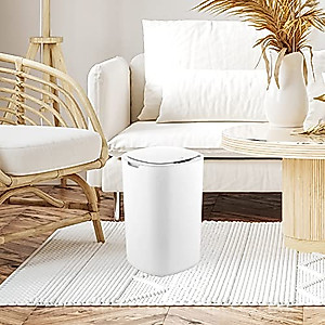 Bathroom Trash Can with Lid, Sapouni 3.2 Gallon Automatic Touchless Infrared Motion Sensor Trash Can Smart Kitchen Trash Can Round Bedroom Garbage Can for Home, Office (3.2 Gal, White)