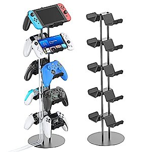 Kytok Controller Stand 5 Tiers with Cable Organizer for Desk, Universal Controller Display Stand Compatible with Xbox PS5 PS4 Nintendo Switch, Headset Holder & Desk Mounts for 10 Packs Controller
