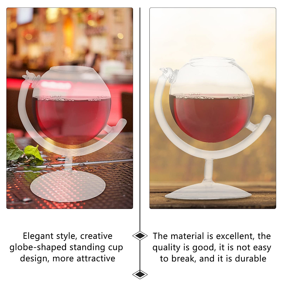 Cocktail Glasses Set of 4, Wine Glasses Cocktail Cups Wine Globe Decanter Fancy Fun Cocktail Glasses for Home Bar Club Party Novelty Drinking, Juice, Wine