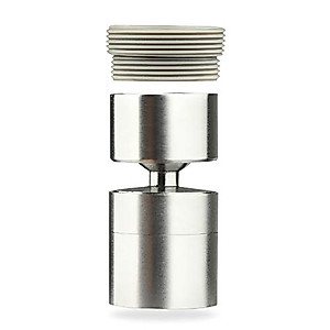 KWODE Kitchen Sink Faucet Swivel Aerator Stainless Steel 2-Flow Faucet Spray Head 360°Swivel Head 1.8 GPM Big Angle Swivel Aerator-55/64 Inch-27UNS Female (One Male adapter Included)