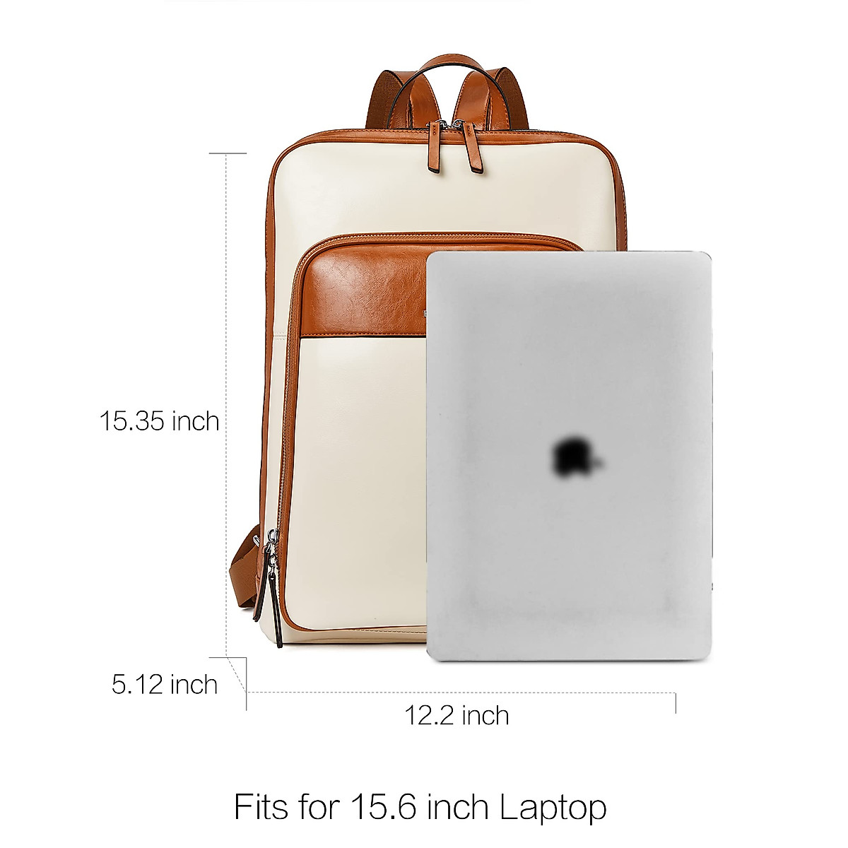 BOSTANTEN Leather Laptop Backpack for Women 15.6 inch Computer Bag Travel Work Daypack Large Size Bag