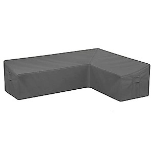 STARTWO Patio Sectional Sofa Cover, Heavy Duty Waterproof Outdoor Sectional Furniture Cover Weatherproof L-Shaped Lawn Patio Furniture Cover with Air Vents Windproof Straps (Grey)