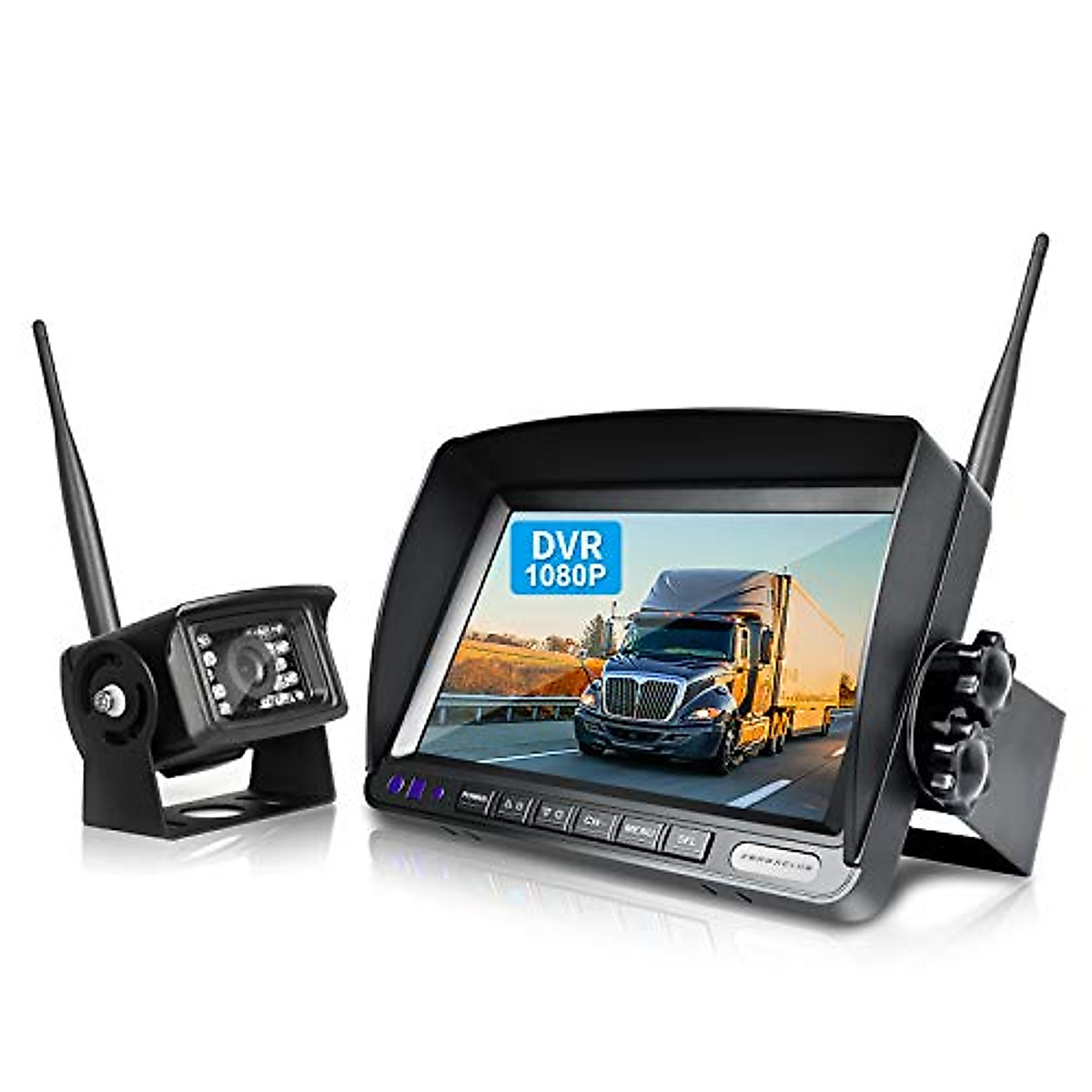ZEROXCLUB Digital Wireless Backup Camera for RV/Truck/Trailer/Van/Bus, 7 Inch HD 1080P LCD Monitor and IP69 Waterproof Rear View Camera System,HDCVI Signal,Night Vision,Record(HW01-black)