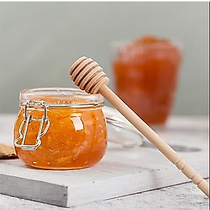 50 Pcs Wooden Honey Dipper Stick Collecting Dispensing Drizzling Jam Portable Wedding Party (6 inch)