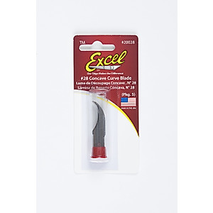 Excel Blades #28 Heavy Duty Concave Carving Hobby Blade, 5 Pack, American Made Replacement Craft Knife Blades