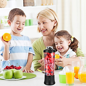Portable Blender, 21Oz/600ML Mini Personal Juicer for Shakes and Smoothies, USB Rechargeable Juicer Mixer Blender With 6 Blades, Multi-Function Juice Cup for Home Office Gym Sports and Travel (Black)