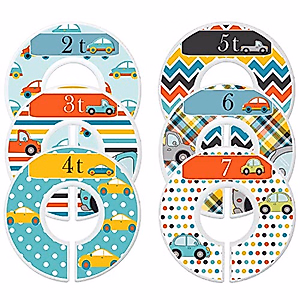 Mumsy Goose Baby Boy Clothes Dividers Nursery Closet Dividers Cars and Trucks (Sizes 2t - 7(6 Rings))