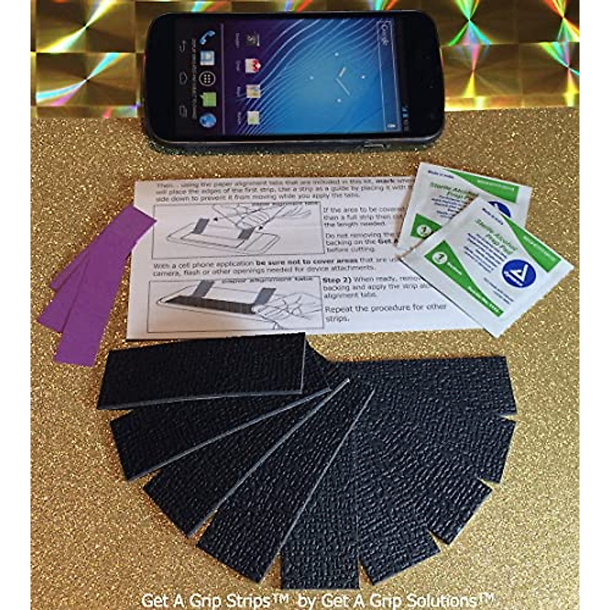 Get a Grip Solutions 16 Get-A-Grip Strips for Stuff That Slips | 48 Square Inches of Coverage | Non-Slip/Anti-Slip Surface Grip | Great for Phone, Laptop, Tablets. Anything That Slips