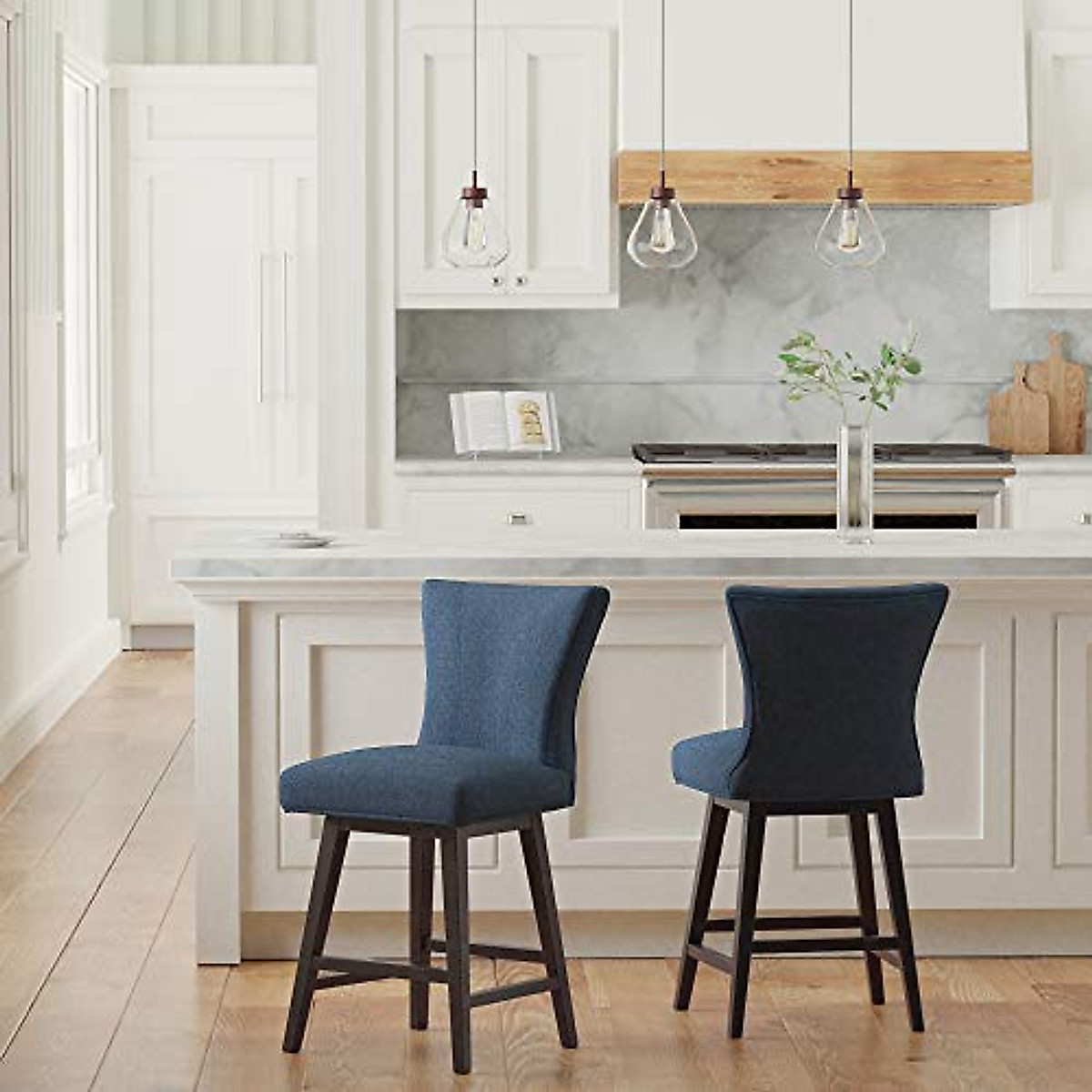 Amazon Brand – Stone & Beam Esme Memory-Swivel Counter-Height Barstool, 39.4"H, Cadet Blue