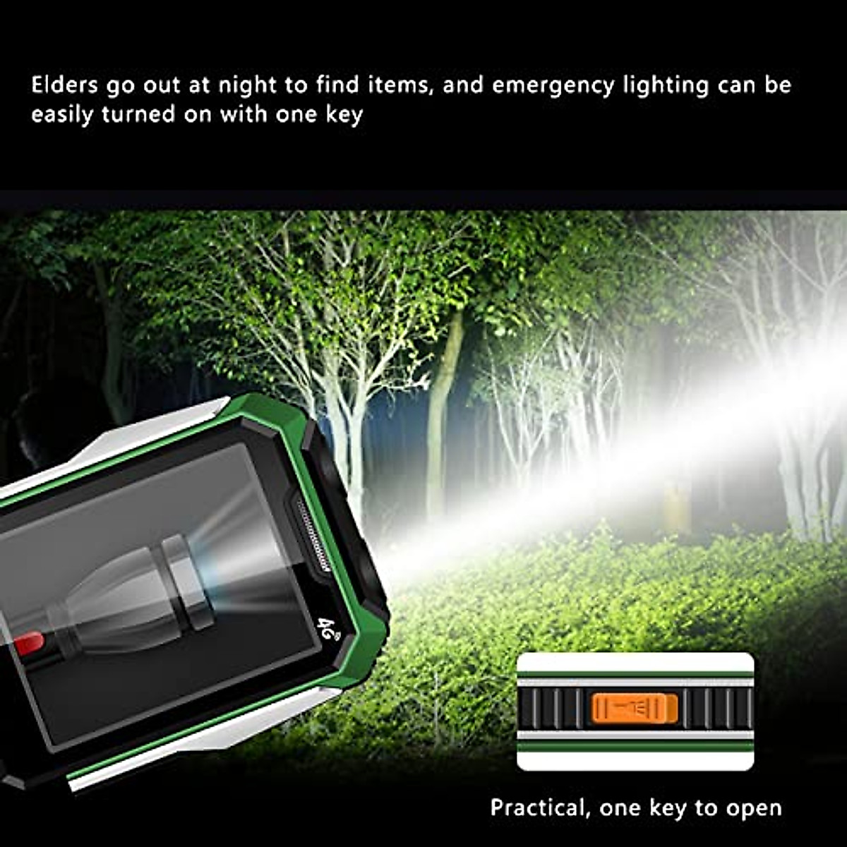 2G Seniors Cell Phone, Feature Phone Unlocked Rugged Phone, Dual SIM, 6800mAh Long Battery Life, 2.4in HD Screen, LED Flashlight, Big Button Loud Speaker, Cell Phone for Outdoor Hiking Travel(Green)