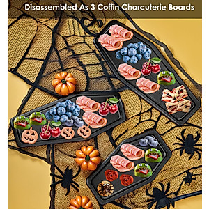 Gothic Home Decor - Wooden Black 3 Tiered Coffin Tray for Goth Kitchen Veggies Fruits, Goth Party Wedding Dessert Cupcake Stand, Afternoon Tea Coffin Shelf