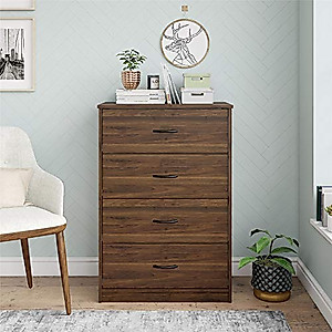 Mainstay Classic 4 Drawer Dresser, Walnut Finish