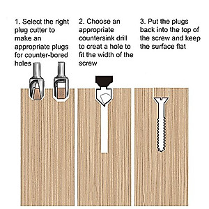 Eagles 14-Pack Woodworking Tool Set, 8PCS 5/8" 1/2" 3/8" 1/4" Carbon Steel Wood Plug Cutter Drill Bit Set and 6pcs 1/4" Hex Shank HSS 5 Flute 90 Degree Countersink Drill Bits