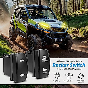 Roykaw UTV ATV Street Legal Kit with Turn Signal Rocker and Hazard Switch, 110dB Horn, Compatible with Polaris, Pioneer, Talon, Can-Am, Kawasaki, Arctic Cat, Upgrade COB illuminant - Even and Natural