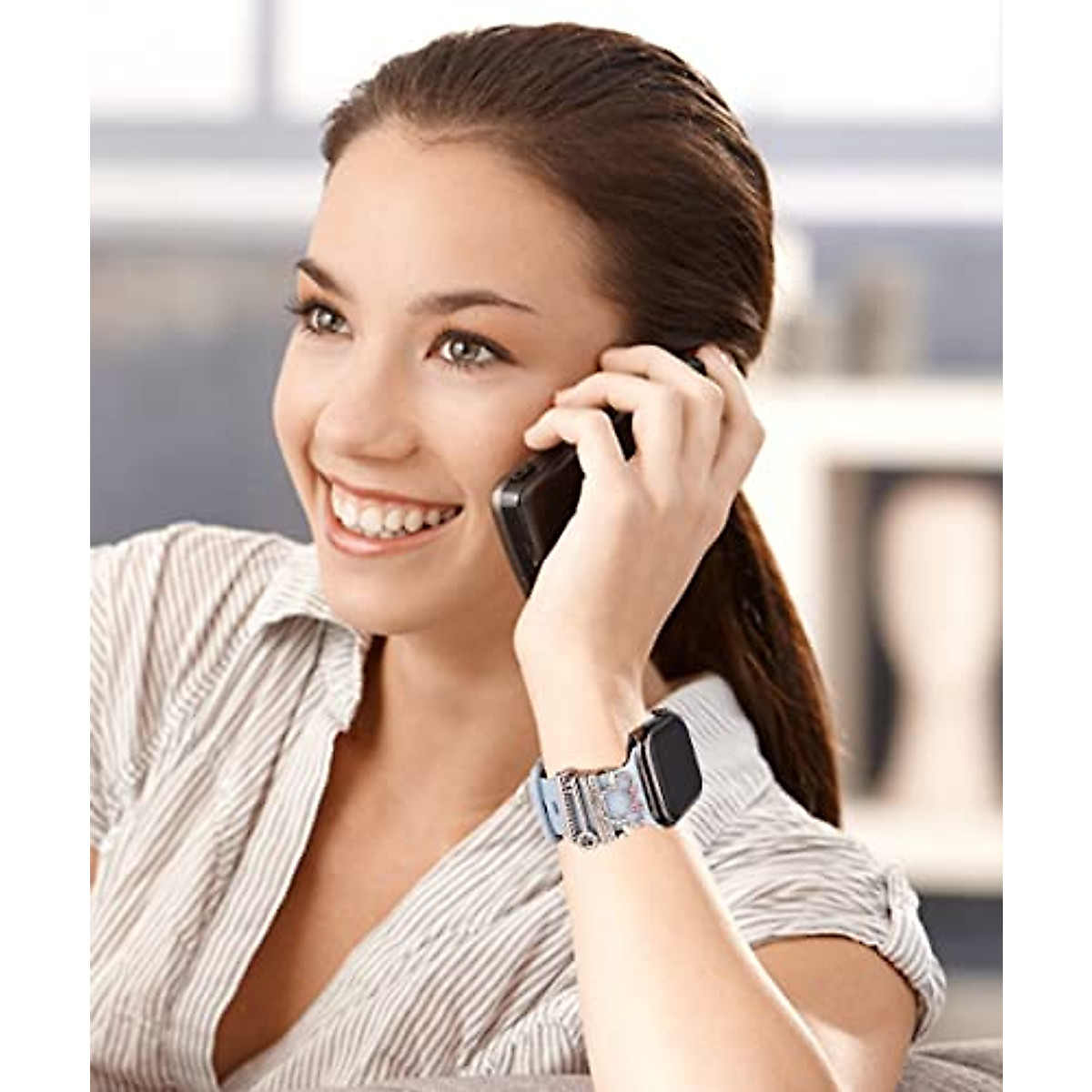 Watch Band Charms for Apple Smart Watch for Women Decorative Ring Loops 38mm 40mm 41mm 42mm 44mm 45mm Compatible with iWatch Series 7 6 5 4 3 2 1 SmartWatch Band Accessories Diamond Jewelry(No Watch Band) (cartoon cute mouse)