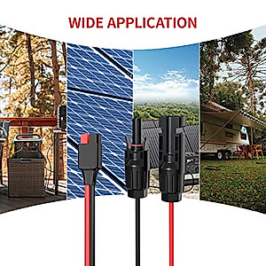 ELFCULB 10AWG 2FT Solar Panel Cable to Anderson Connector 2 6 10 20 35 50FT Solar Extension Cable for Portable Power Station Solar Generator Battery Pack(2FT)