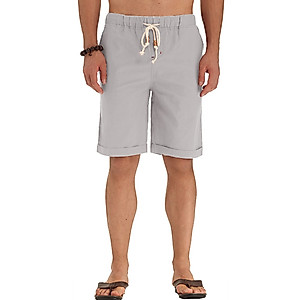 NITAGUT Men's Linen Casual Classic Fit Short (XL, 05Light Gray)