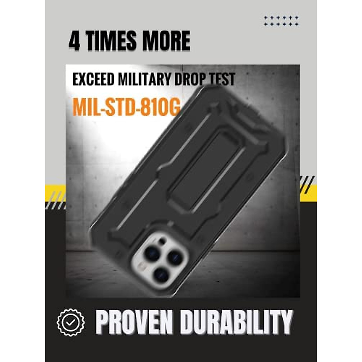 CaseBorne V Compatible with iPhone 14 Pro Max Case - Military Grade Full-Body Rugged with Kickstand and Built-in Screen Protector - Black