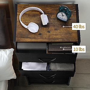 MOOACE Dresser for Bedroom, Black Tall Dresser with 6 Drawers, Fabric Storage Tower, Steel Frame and Wood Top, Storage Drawers Chest of Drawers for Bedroom, Hallway, Entryway