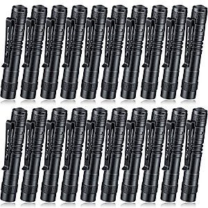Hortsun 20 Pcs Mini Pen Light Flashlights Pocket Flashlights Pen with Clip Small LED Handheld Slim Torches for Christmas Gift Without Battery(Black, 3.54 Inch)