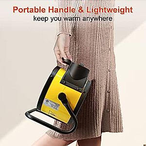 Electric Patio Heater - Greenhouse Fan, Heater Portable Space Heater, Adjustable Thermostat, for Greenhouse, Garage, Office, Workplace, PTC Fast Heating, Electric Ceramic Heaters,Metal Base