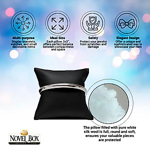 Novel Box Black Leatherette Jewelry Display Watch Pillow 5 Pack - Bracelet Pillows for Easy Care & Soft Protection - Watch Cushion for Birthday, Valentine’s Day & Wedding Gift Displays