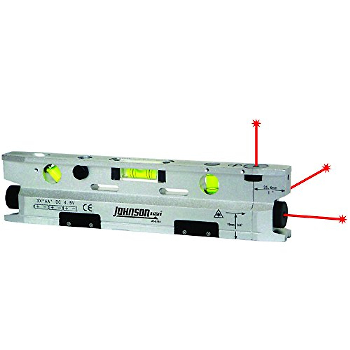 Johnson Level & Tool 40-6184 Magnetic Torpedo Laser Level, Silver & Black, 1 Laser Level