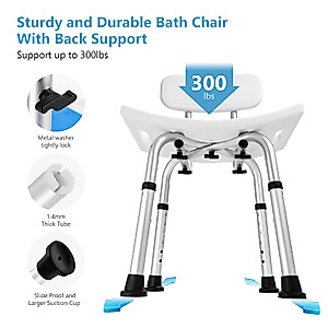 FSA/HSA Eligible Shower Chair with Back Removable - 2 in 1 Nonslip Shower Stool for Inside Shower, Narrow Bathtub Chair, Adjustable Shower Seat for Seniors, Elderly, Handicap, Disabled by LEACHOI