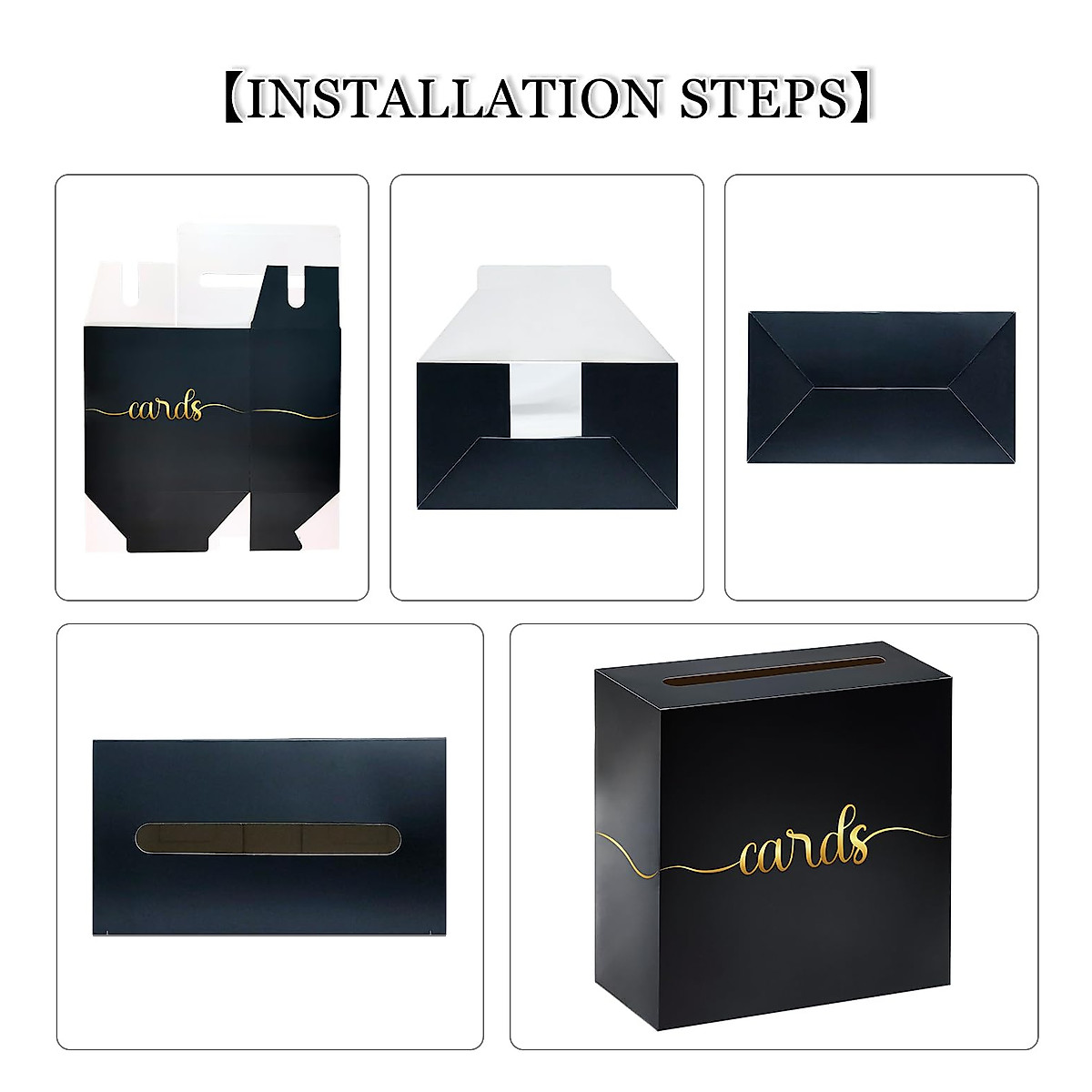 SietDESEO Black and Gold Card Box for Party Envelope Box Money Card Box Gift Card Box Holder for Wedding Reception Baby Shower Birthday Card Box