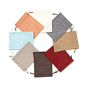 YoungJewl 24 Burlap Bags with Drawstring Mixed Color Drawstring Gift Bag Jewelry Pouch Hessian Bags Burlap Sacks for Wedding Party Favors DIY Craft(5x7Inch)