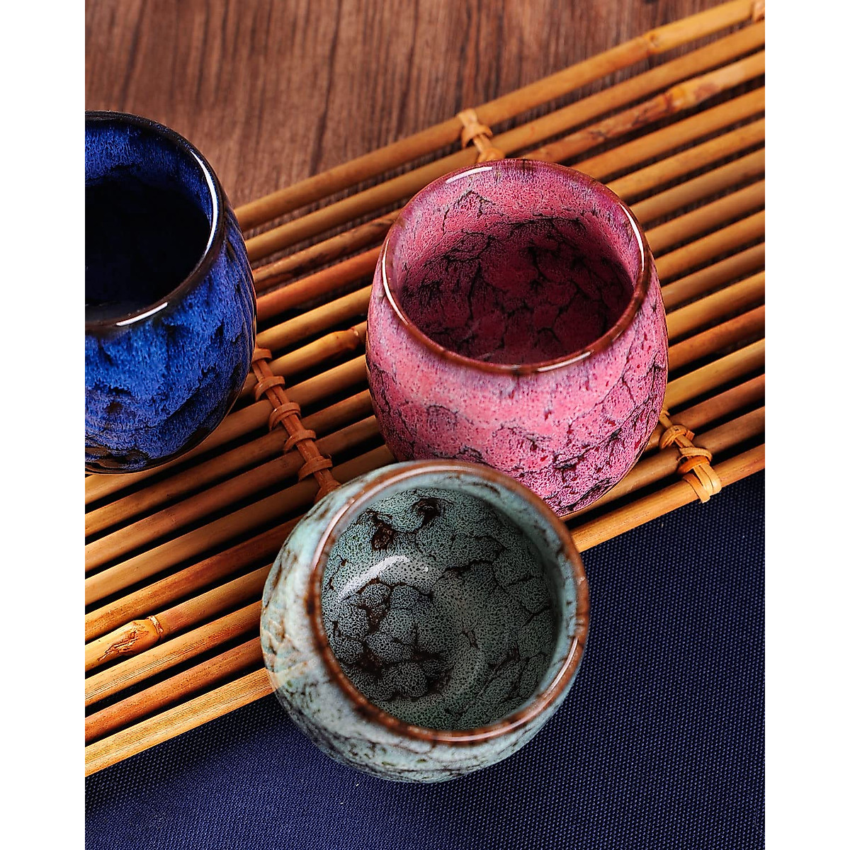 WHJY Ceramic Chinese kung fu tea cup, Japanese tea cups, Yerba mate cup set of 4, 150ml/5oz