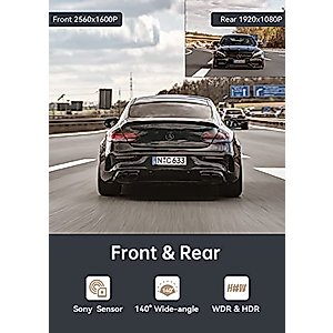 DDPAI Dash Cam Front and Rear, Cam Car Camera with 1600P Front +1080P Rear Built-in WiFi & GPS, 2K Dual Dash Camera for Cars with Night Vision,Parking Monitor, Support 128GB max,N3 Pro
