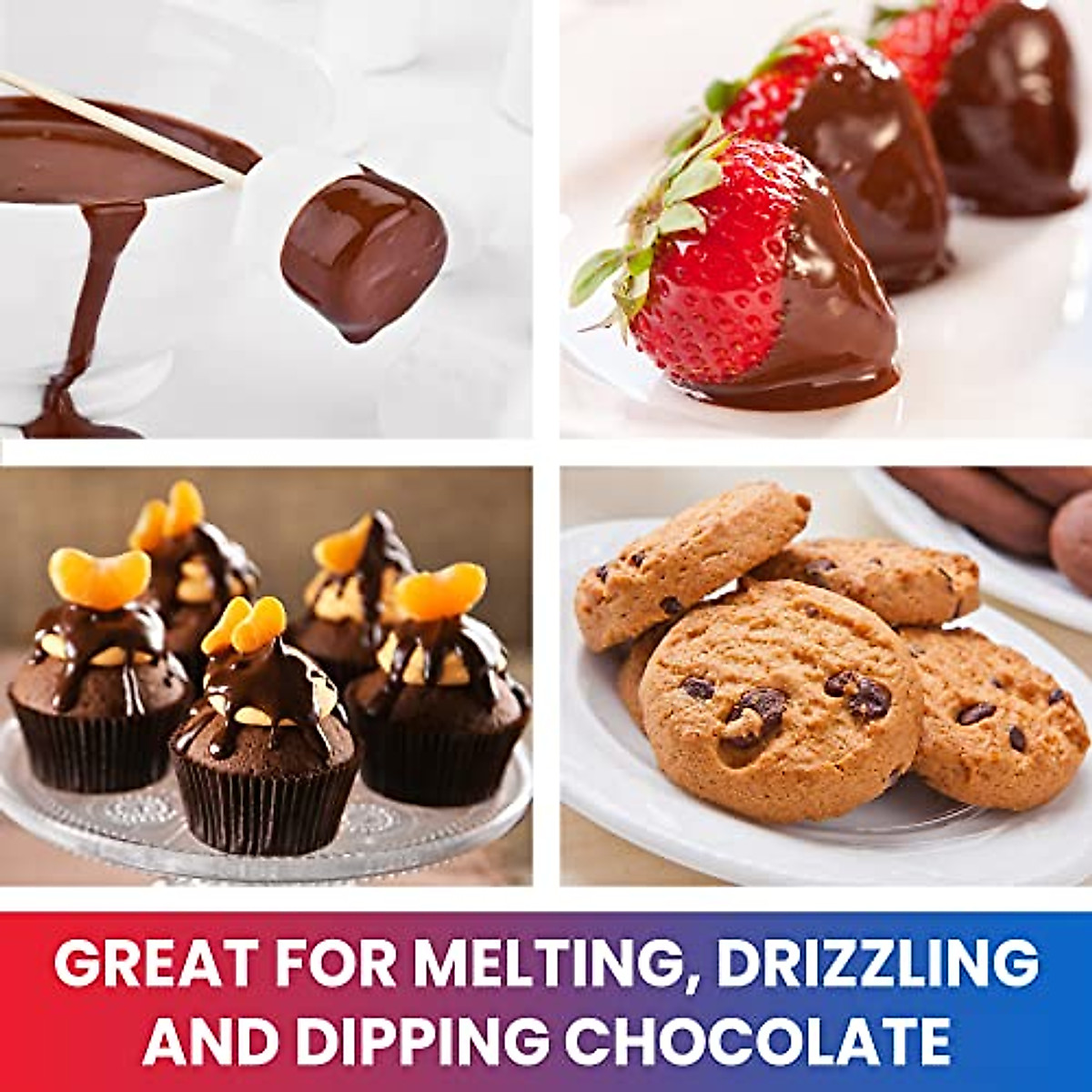 Total Chef Chocolatiere Electric Melter for Chocolate and Candy Melts, 8.8 oz (250 g), Fondue Pot, DIY Candy Maker with 32-Piece Accessory Kit for Dessert, Special Occasion, Romantic Dinner, Red