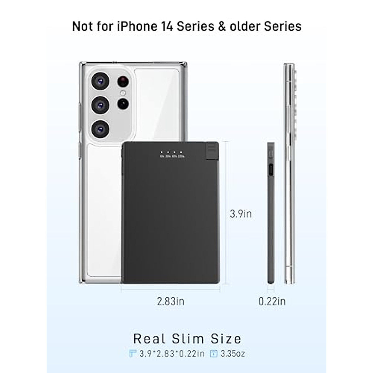 TNTOR Portable Charger with Built in USB-C Cable, 3500mAh Ultra Slim for Pocket Wallet Power Bank Compatible with Samsung Google Moto iPhone 15 Series and Other Android Phones