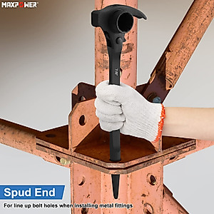 MAXPOWER 3/4" x 7/8" Scaffold Ratchet Wrench, Spud Podger Spanner, Multifunctional Functions with Claw Pry Bar and Hammer Face
