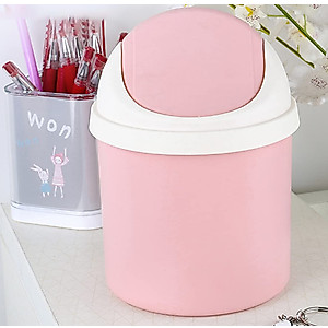 ZGWANSUI 2Pcs Desktop Trash Can with Swing Lid & 120 Trash Bag, Mini Countertop Trash Can for Desk, Tiny Cute Garbage Can, Small Waste Bin for Tabletop Counter Top Vanity Home Office Car, Blue