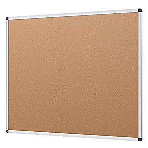 VIZ-PRO Cork Notice Board, 48 X 36 Inches, Pack of 2, Silver Aluminium Frame