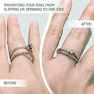 Kueroami Ring Size Adjuster for Loose Rings - Invisible Ring Guards for Women Loose Rings,12Pcs-4 Sizes,Transparent Spiral Silicone Ring Sizers Set (Clear)