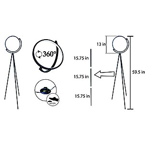 Syrinx Eclipse LED Floor Lamp, Modern Tripod LED Floor Lamp LED Ring Light for Living Rooms, Bedroom, Dorm Room, Office