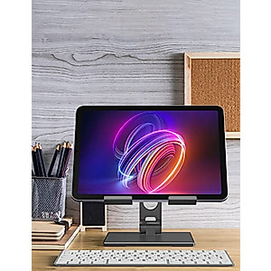 ALASHI Tablet Stand - Foldable, Adjustable Height, Multi-Angle, Sturdy Metal Base, Holds 4-13.3 Inch Tablets, Gray